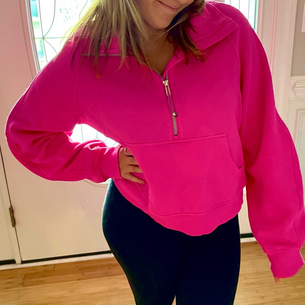Htf Lululemon Scuba Half Zip Sonic Pink - Gem